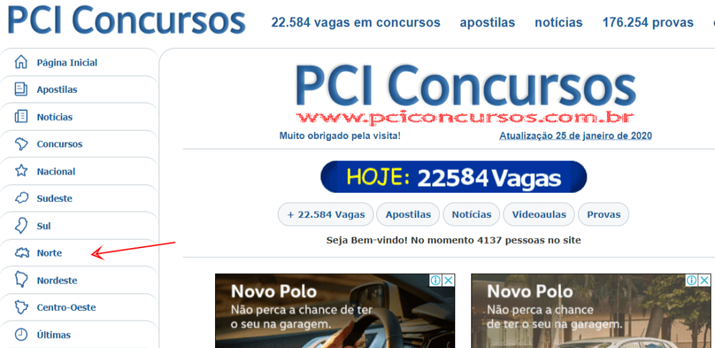 PCI CONCURSOS NORTE 2021 → INSCRIÇÕES (Abertos e Previstos)