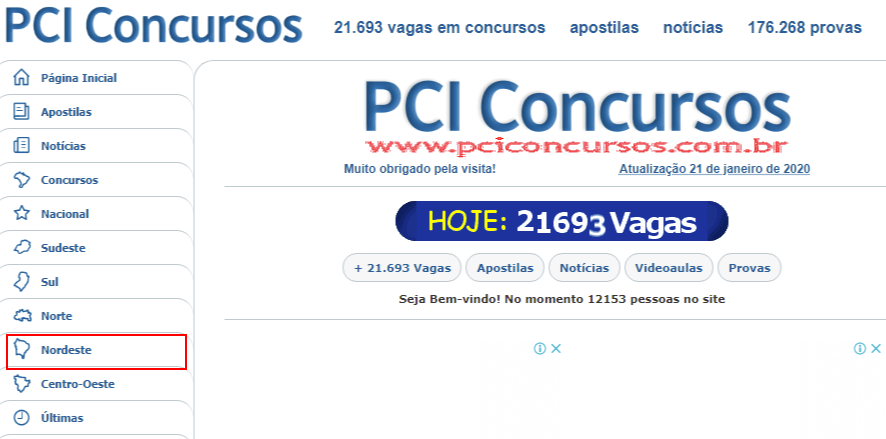 PCI CONCURSOS NORDESTE 2021 → Inscrições, Abertos e Previstos